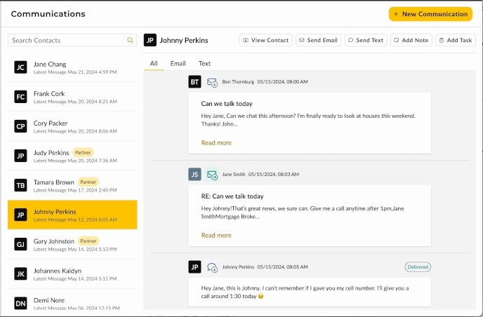 Communications Page Overview