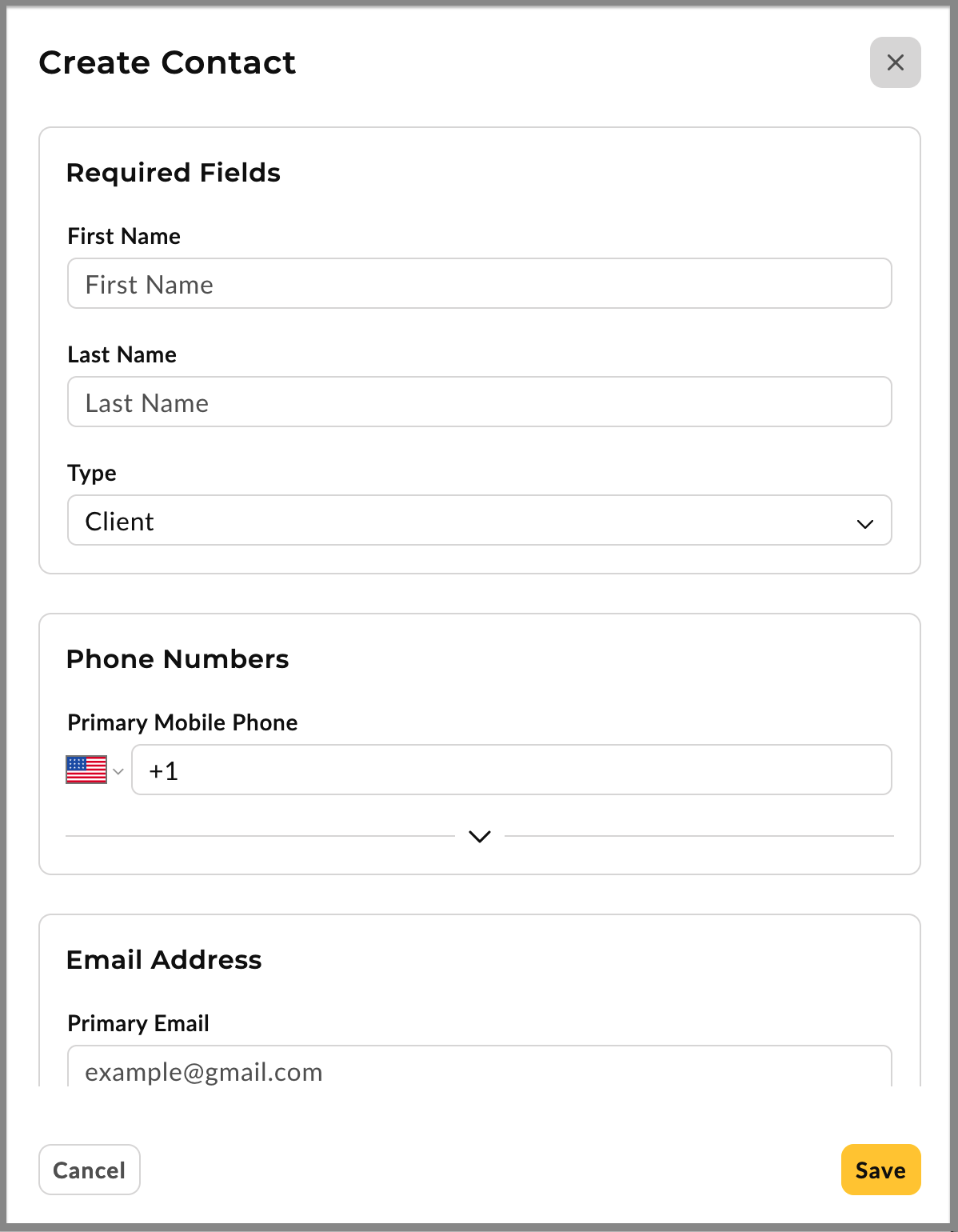 Manually Create a New Contact