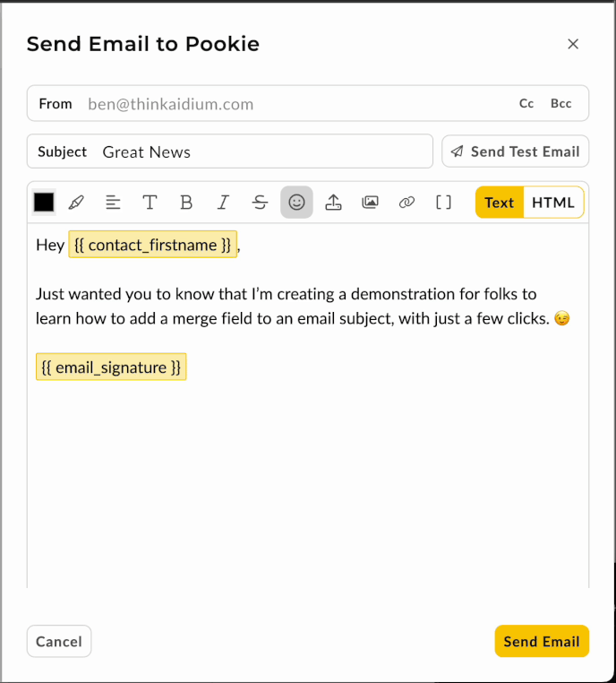 How to Build and Send an Email to a Contact