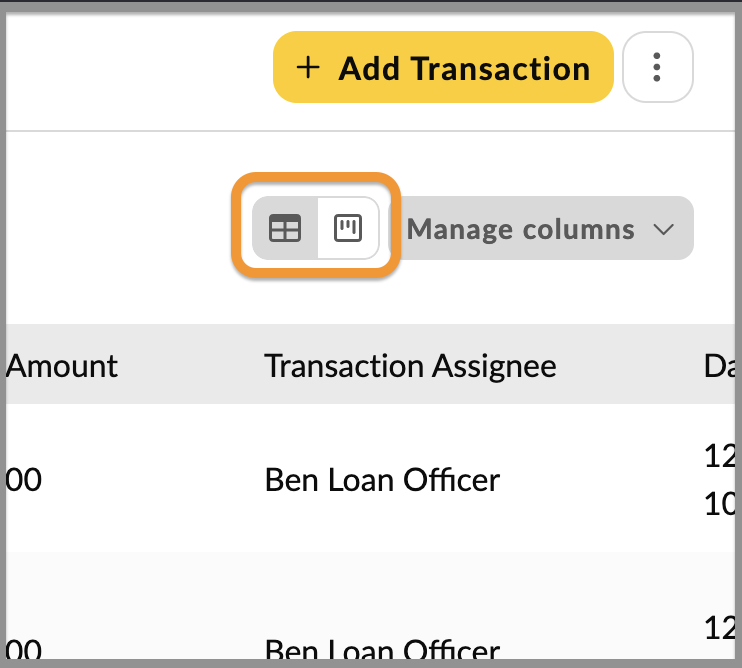 Transactions - Table View vs. Pipeline View